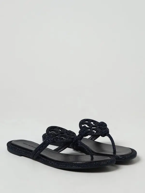 Tory Burch Suede Flip Flops With Rhinestones