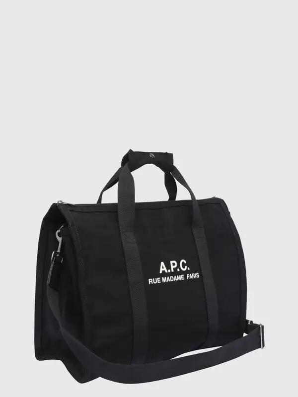 A.p.c. Récupération Travel Bag In Cotton With Printed Logo - Black