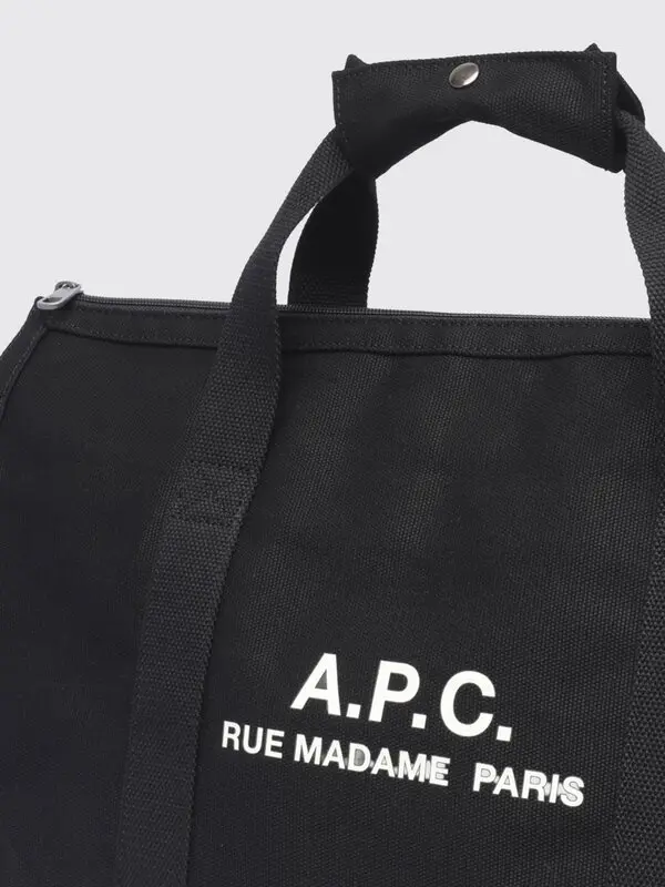 A.p.c. Récupération Travel Bag In Cotton With Printed Logo - Black