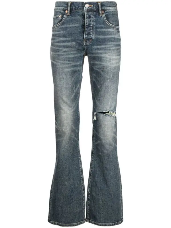 PURPLE BRAND P004 Low-rise Flared Jeans - Blue
