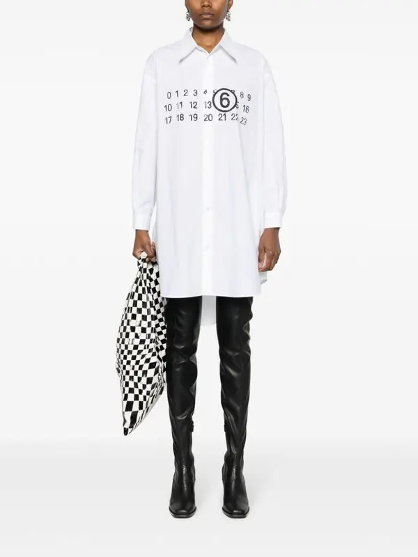 MAISON MARGIELA Logo-print Cotton Shirt Dress