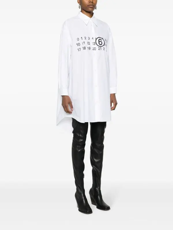MAISON MARGIELA Logo-print Cotton Shirt Dress