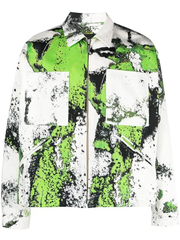 44 LABEL GROUP Corrosive-print Denim Jacket - White