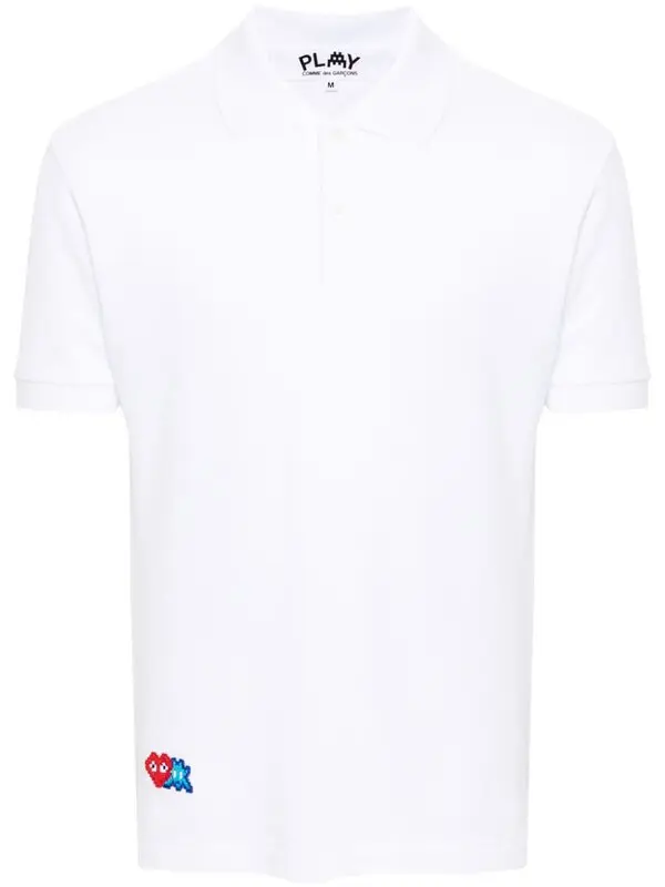Play Comme Des Garcon X The Artist Invader Pixelated-appliqué Polo Shirt