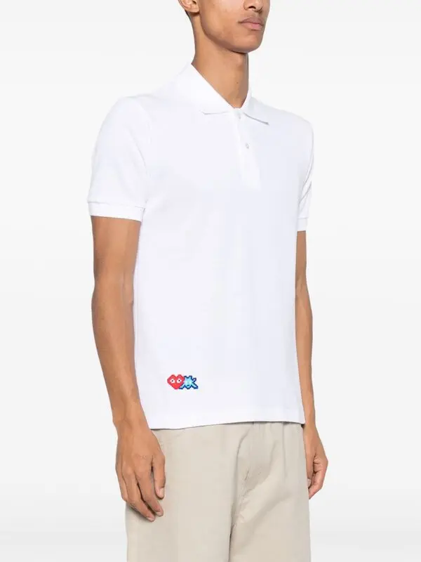 Play Comme Des Garcon X The Artist Invader Pixelated-appliqué Polo Shirt