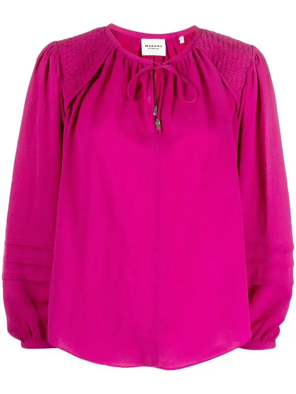 MARANT ETOILE Lamaya Tie-neck Blouse - Pink