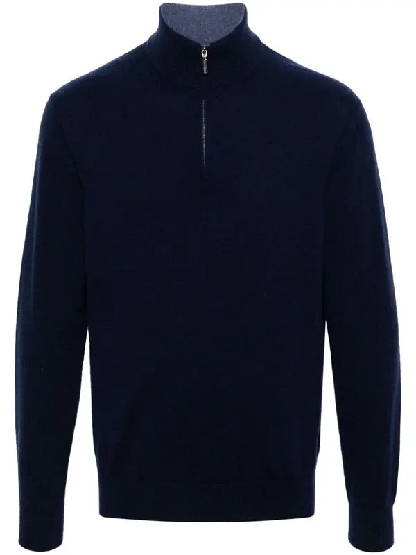 CRUCIANI Half-zip Cashmere Jumper - Blue