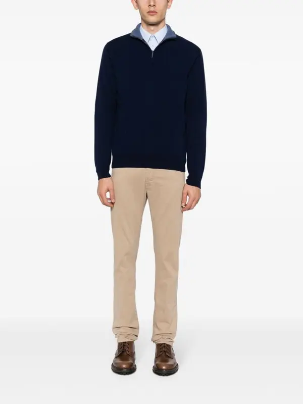 CRUCIANI Half-zip Cashmere Jumper - Blue