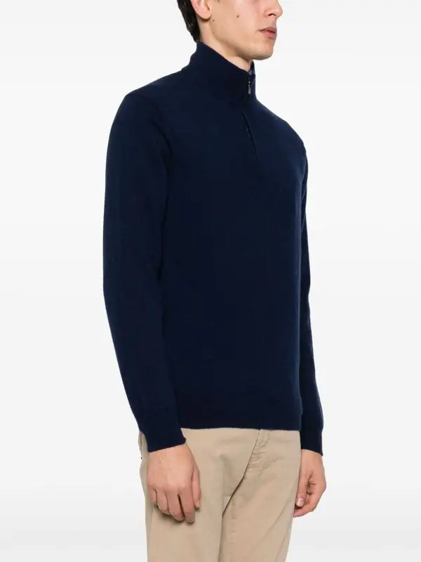 CRUCIANI Half-zip Cashmere Jumper - Blue