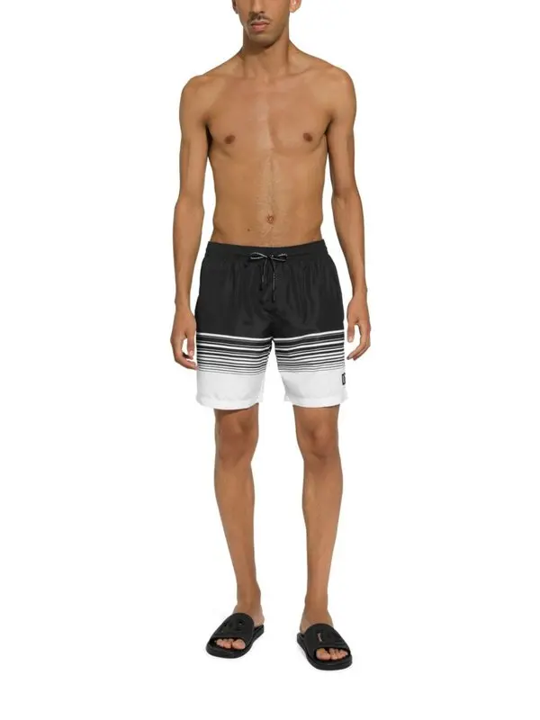 Dolce & Gabbana Stripe-print Swim Shorts - Black