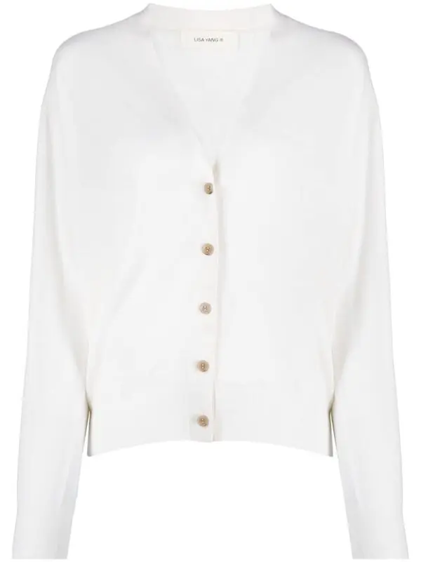 LISA YANG Buttoned V-neck Cardigan - White
