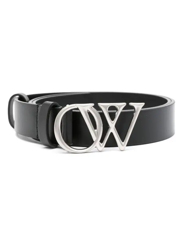 Off-White Buckle Leather Belt - Black