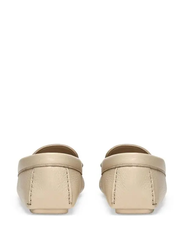 Dolce & Gabbana Logo-plaque Leather Loafers - Neutrals