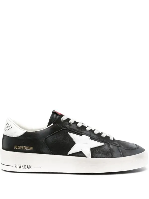 Golden Goose Stardan Distressed Leather Sneakers - Black