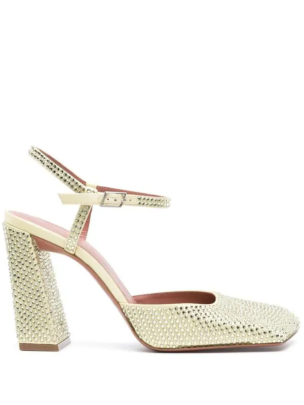 Amina Muaddi Charlotte 95mm Crystal-embellished Pumps - Yellow