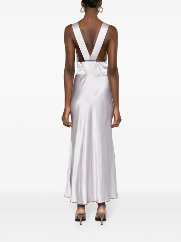 sir aries silk maxi dress SIR. Aries Lace-trimmed Silk-satin Maxi Dress in White