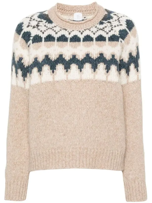 Eleventy Intarsia-pattern Knit Jumper - Neutrals