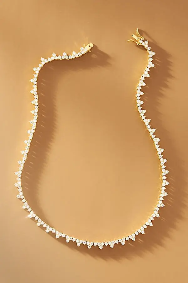 Anthropologie Cubic Zirconia Tennis Necklace - Gold