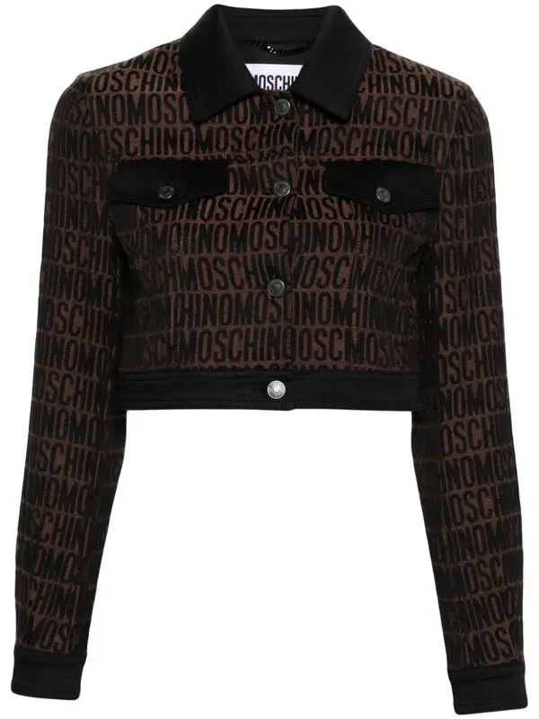 Moschino Logo-print Cotton-blend Cropped Jacket