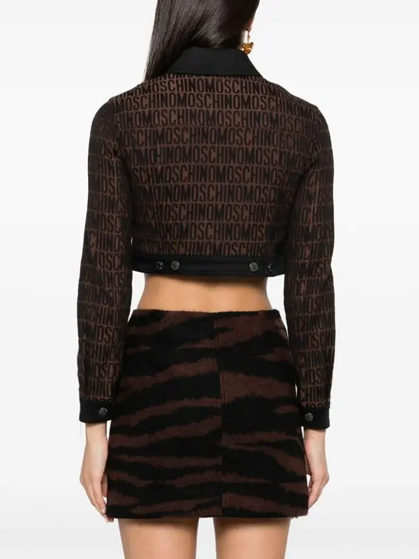 Moschino Logo-print Cotton-blend Cropped Jacket