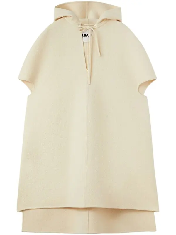 JIL SANDER Short-sleeve Hooded Cape - Neutrals