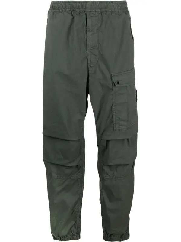 Stone Island Compass-badge Tapered-leg Trousers - Green