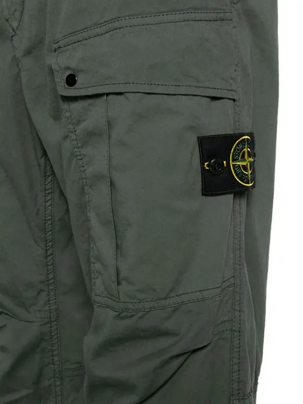 Stone Island Compass-badge Tapered-leg Trousers - Green