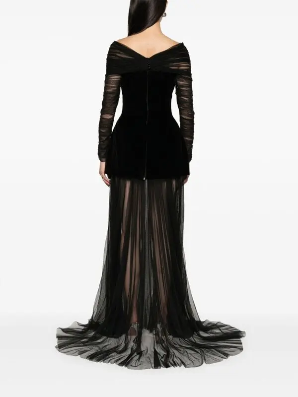 ANA RADU Sheer-overlay Off-shoulder Gown