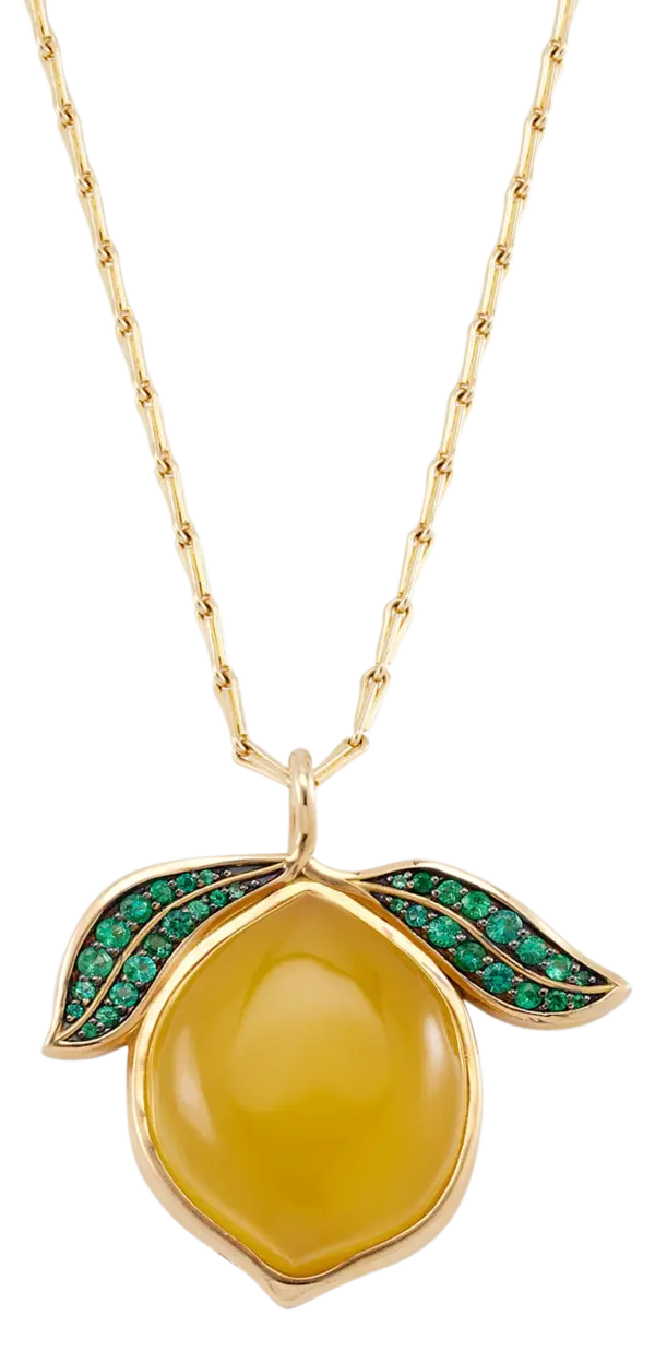 brent neale - Brent Neale Yellow Opal And Green Emerald Lemon Pendant Necklace