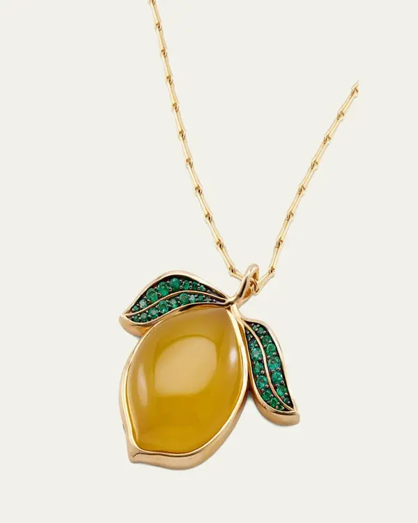brent neale - Brent Neale Yellow Opal And Green Emerald Lemon Pendant Necklace
