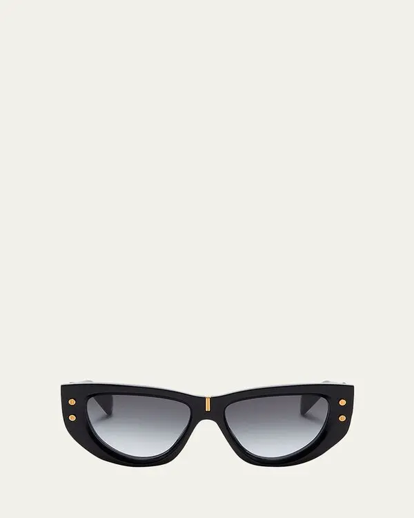 Balmain B-muse Acetate And Titanium Cat-eye Sunglasses - Blk Gld