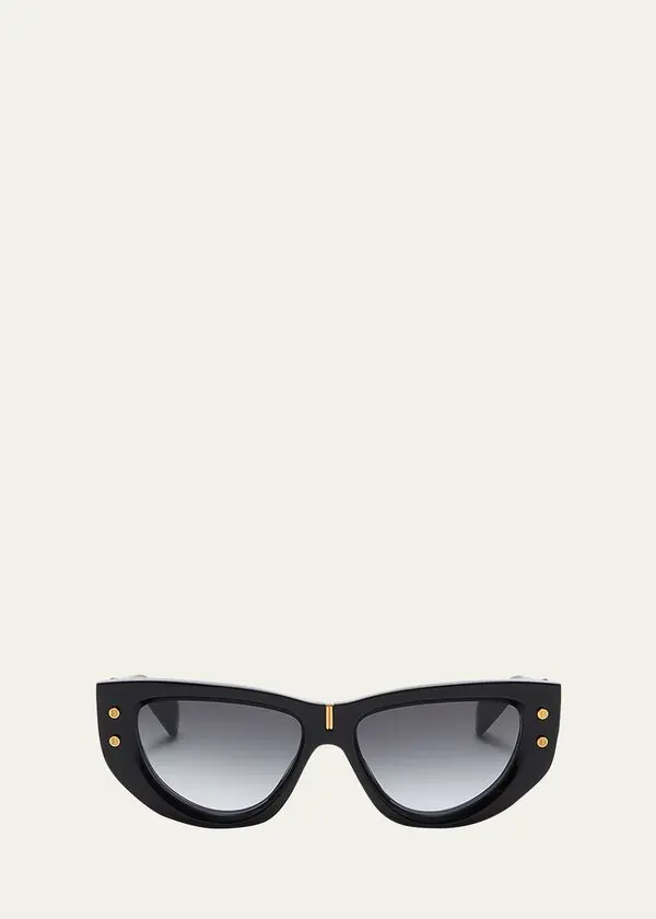 Balmain B-muse Acetate And Titanium Cat-eye Sunglasses - Blk Gld