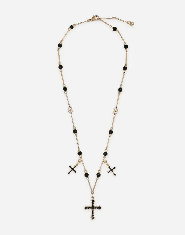 Dolce & Gabbana Necklace With Rhinestone Crystal Crosses And Spheres - Gold