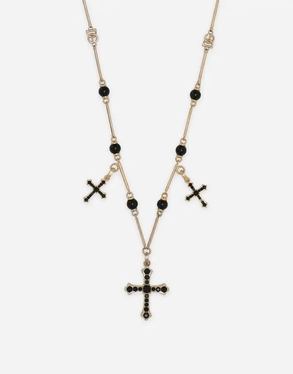 Dolce & Gabbana Necklace With Rhinestone Crystal Crosses And Spheres