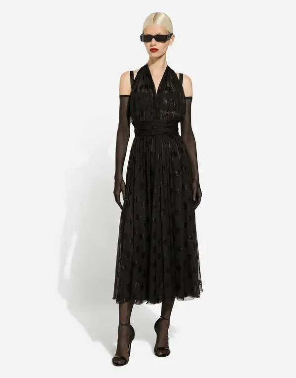 d&g satin dress Satin draped calf-length dress in Red for Women