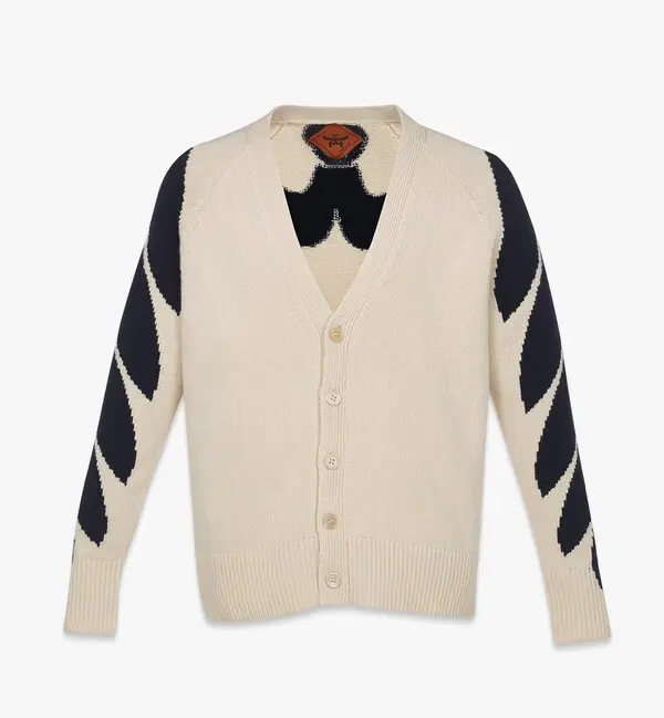 Mcm Intarsia Laurel Cardigan - White/croissant