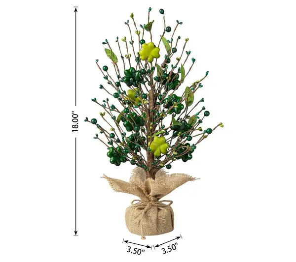 GLITZHOME 18' St Patrick's Shamrock And Berry T Able Tree