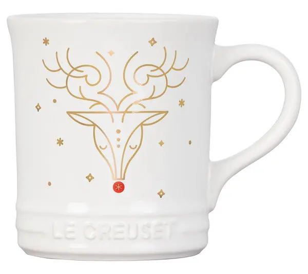 LE CREUSET Noel Collection: 14 Oz. Rudolph Mug White W/ Plique - One-color