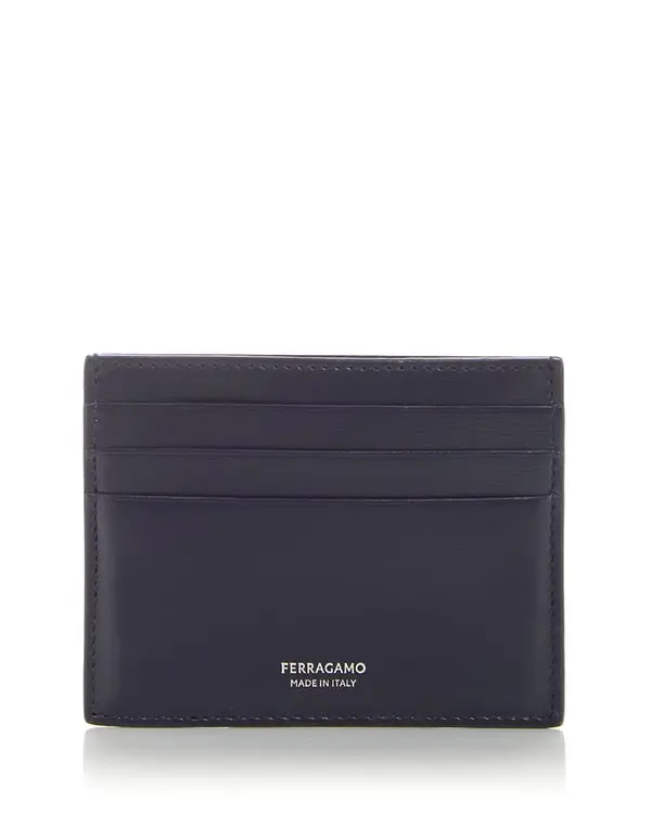 FERRAGAMO Leather Card Case - Midnight