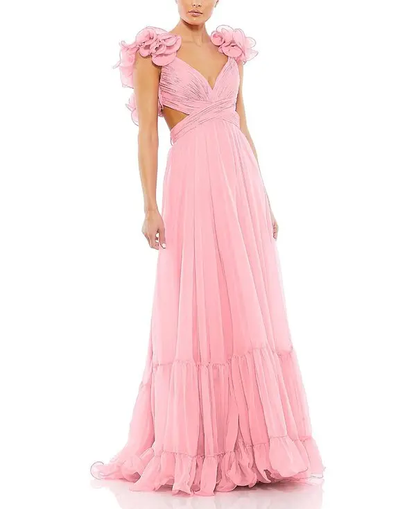 Mac Duggal Ruffle Tiered Chiffon Gown - Blush