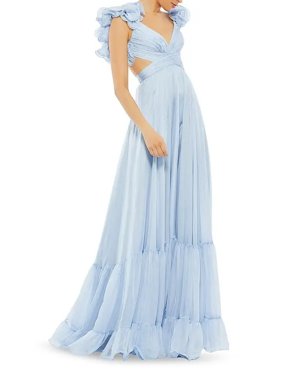 Mac Duggal Ruffle Tiered Chiffon Gown - Powder Blue