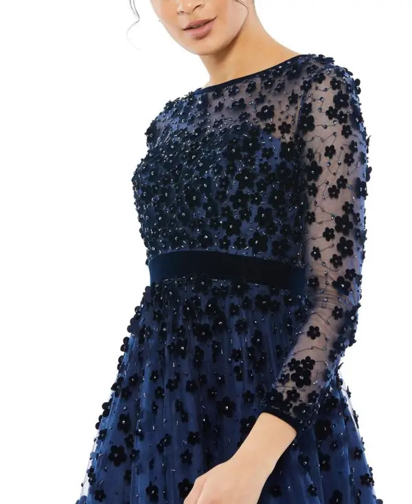 Mac Duggal Embellished Illusion Fit & Flare Dress