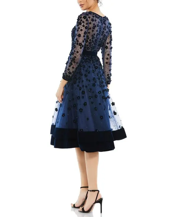 Mac Duggal Embellished Illusion Fit & Flare Dress