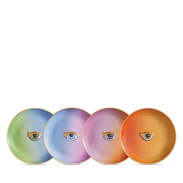 L'Objet Lito Eye Canape Plates, Set Of 4 - Multi