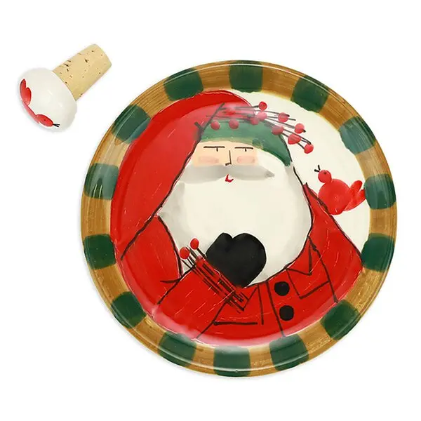 VIETRI Old St. Nick Canape Plate With Cork Stopper - Multi