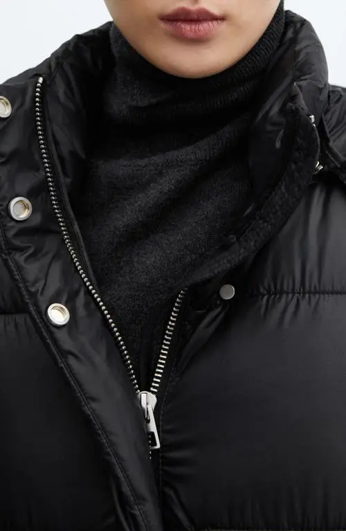 Mango Water Repellent Channel-quilted Hooded Coat