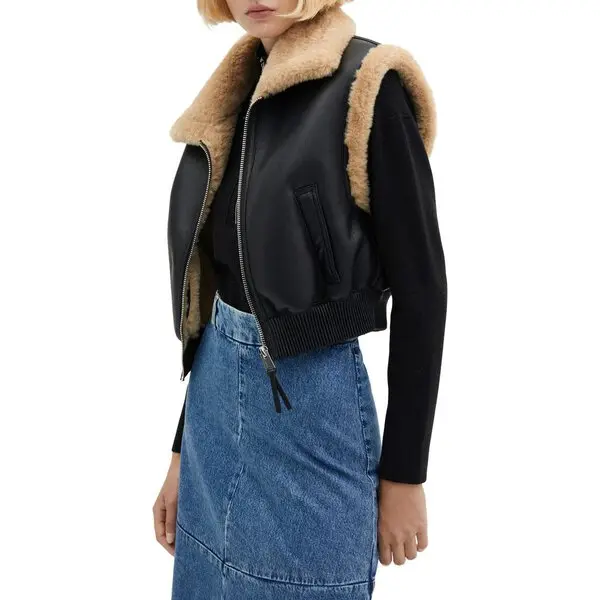 Mango Faux Shearling Bomber Vest