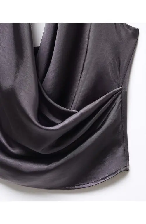 Mango Matte Satin Draped Halter Top