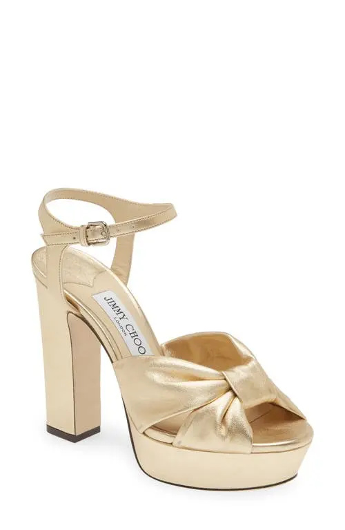 JIMMY CHOO Heloise Platform Sandal - Gold