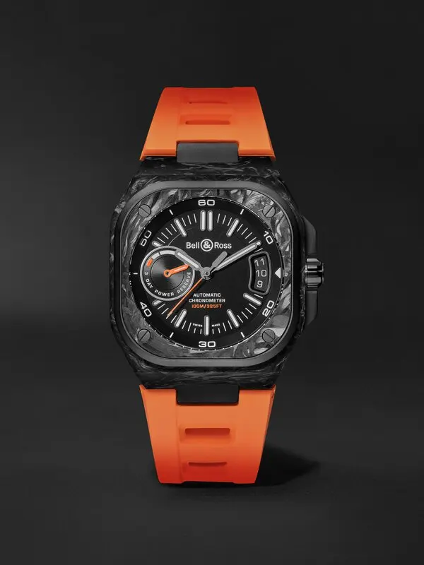 BELL & ROSS Br-x5 Carbon Orange Limited Edition Automatic Chronometer 41mm Watch - Black